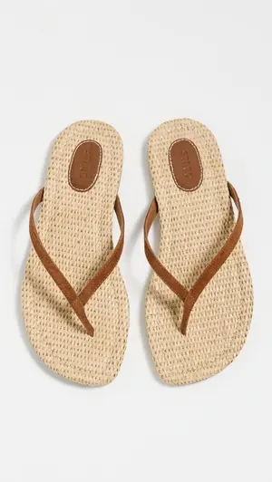 Staud Freja Raffia Sandals - Tabac