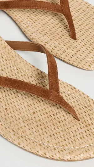 Staud Freja Raffia Sandals - Tabac