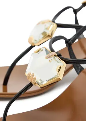 GIUSEPPE ZANOTTI Rock 40 Crystal-embellished Leather Sandals - Black