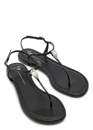 GIUSEPPE ZANOTTI Crystal-embellished Leather Sandals - Black