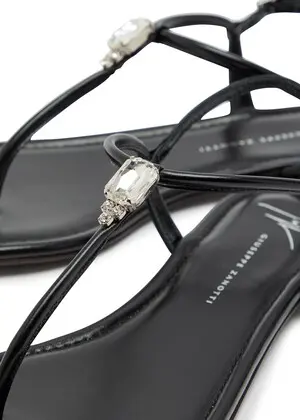 GIUSEPPE ZANOTTI Crystal-embellished Leather Sandals - Black