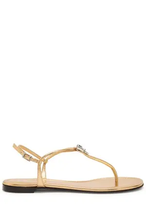 GIUSEPPE ZANOTTI Crystal-embellished Leather Sandals - Gold