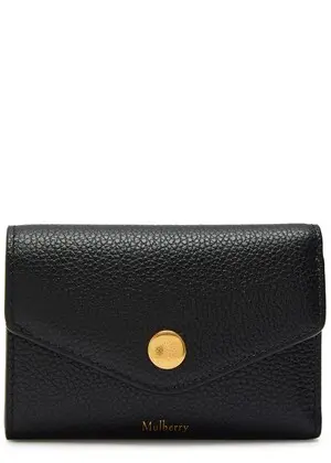 Mulberry Logo Grained Leather Wallet - Black