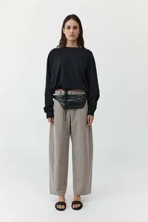 ST. AGNI Drawstring Long Sleeve Top - Black