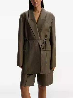 12 STOREEZ Belted Blazer - Brown