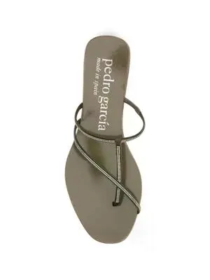 PEDRO GARCIA Embellished T-strap Sandals - Brown