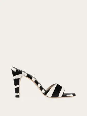 FERRAGAMO Pony Skin Heeled Slide - Black