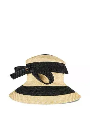 Valentino Garavani Signature Bow Straw Bucket Hat - Neutrals