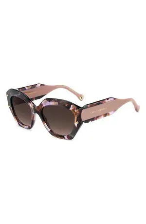 Carolina Herrera 53mm Square Sunglasses - Havana Pearled Pink/brown Sf