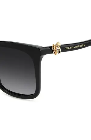 Carolina Herrera Rectangular Sunglasses - Black/dark Grey Sf