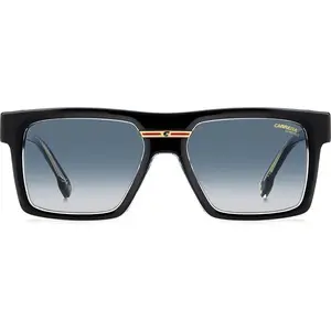 Carrera Eyewear Victory 55mm Gradient Rectangular Sunglasses - Black Crystal/dk Blue Sf