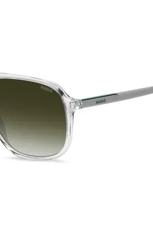 Hugo 58mm Square Sunglasses - Crystal Green/green Shaded