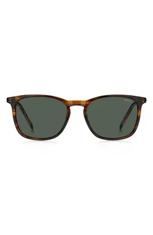 Hugo 53mm Rectangle Sunglasses - Brown Horn/green