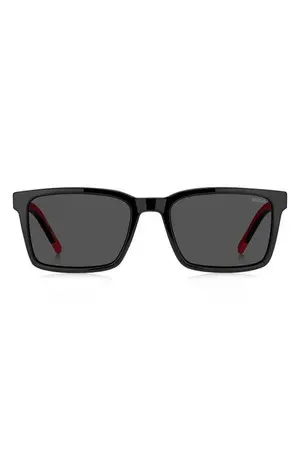 Hugo 55mm Rectangular Sunglasses - Black/grey