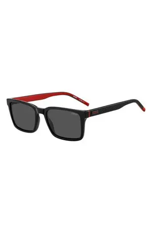 Hugo 55mm Rectangular Sunglasses - Black/grey