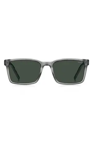 Hugo 55mm Rectangular Sunglasses - Grey/green