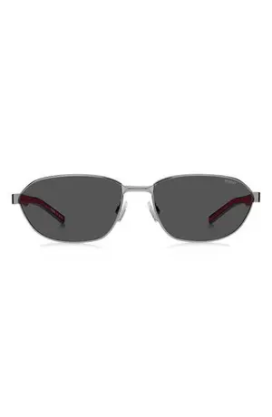 Hugo 62mm Rectangular Sunglasses - Ruthenium/grey