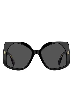 Marc Jacobs 56mm Geometric Square Sunglasses - Black/grey