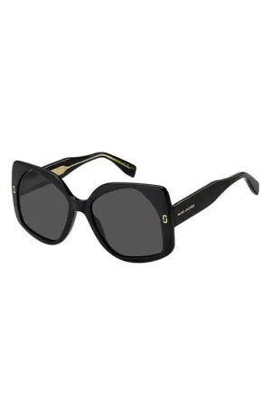 Marc Jacobs 56mm Geometric Square Sunglasses - Black/grey