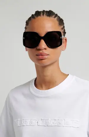 Marc Jacobs 56mm Geometric Square Sunglasses - Black/grey