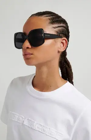 Marc Jacobs 56mm Geometric Square Sunglasses - Black/grey