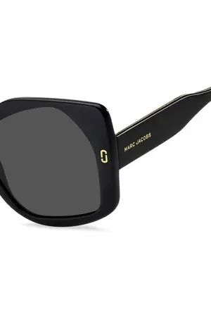 Marc Jacobs 56mm Geometric Square Sunglasses - Black/grey