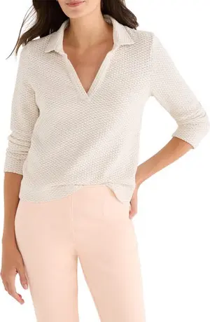NIC+ZOE Tuck Stitch Knit Polo - Neutral Multi