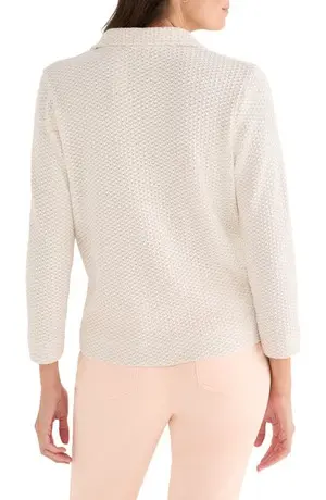 NIC+ZOE Tuck Stitch Knit Polo - Neutral Multi