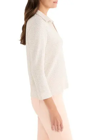 NIC+ZOE Tuck Stitch Knit Polo - Neutral Multi