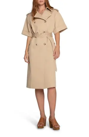 BELLE & BLOOM Cotton-blend Trench Coat With Short Sleeves