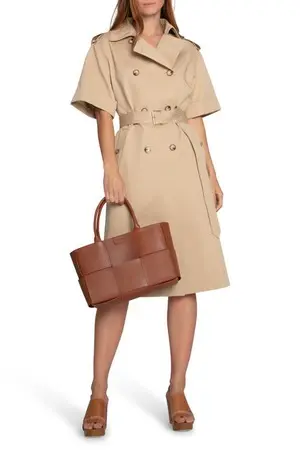 BELLE & BLOOM Cotton-blend Trench Coat With Short Sleeves