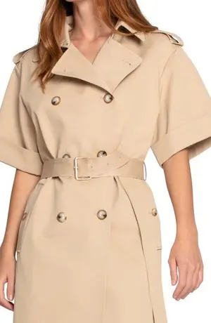 BELLE & BLOOM Cotton-blend Trench Coat With Short Sleeves