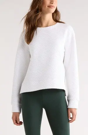Zella Twill Crewneck Top - White