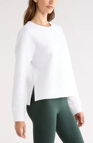 Zella Twill Crewneck Top - White