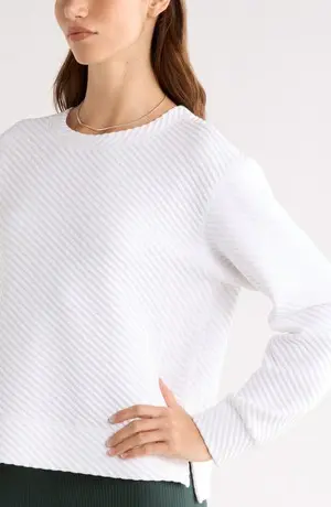 Zella Twill Crewneck Top - White