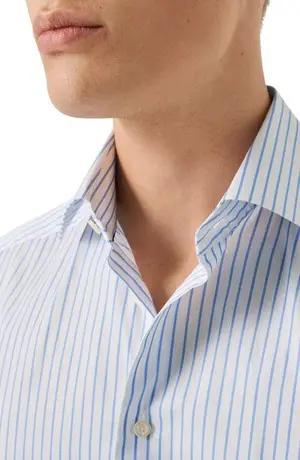 Eton Slim Fit Stripe Dress Shirt - Medium Blue
