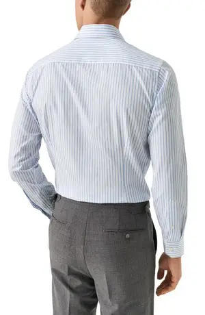 Eton Slim Fit Stripe Dress Shirt - Medium Blue
