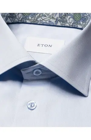 Eton Slim Fit Twill Dress Shirt - Light Blue
