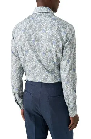 Eton Slim Fit Floral Dress Shirt - Medium Green