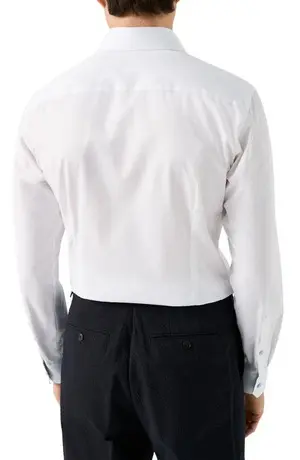 Eton Slim Fit Solid With Floral Detail Signature Twill Button-up Shirt - White