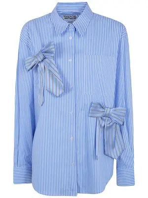 Essentiel Antwerp Striped Cotton Shirt With Bow Detail