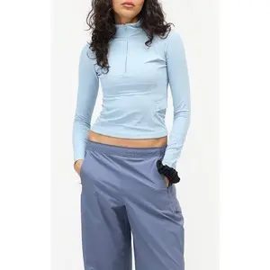 HALFDAYS Julie Quarter Zip Top - Blue Fog
