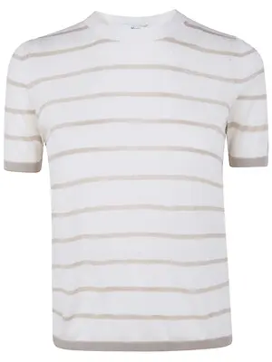 Max Mara Mxpfavetta" Striped Silk Cashmere Sweater - Beige