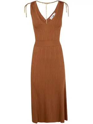 Elisabetta Franchi Midi Knit Dress - Brown