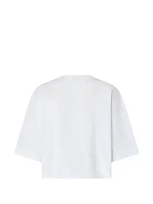 Pinko Cropped T-shirt With Love Birds Embroidery - White
