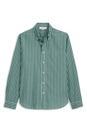 ALEX MILL Mill Thing Stripe Button-down Shirt - Cypress/ivory