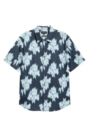 Vince Blurred Roses Cotton Blend Button-up Shirt