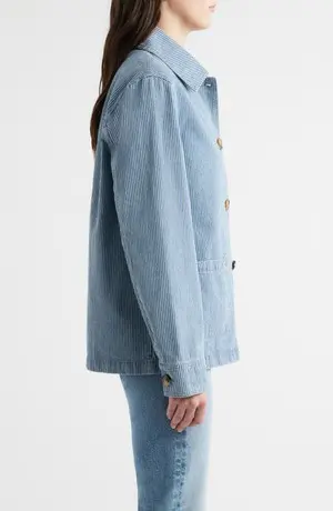 Bernardo Stripe Denim Chore Jacket - Blue