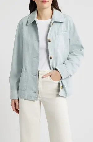 Bernardo Stripe Denim Chore Jacket