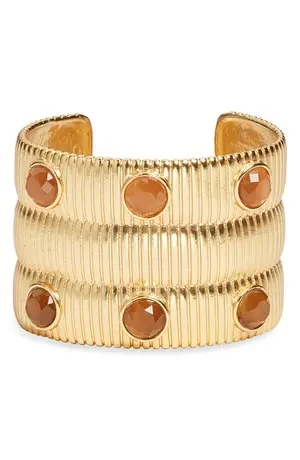 KARINE SULTAN Ribbed Cuff Bracelet - Gold
